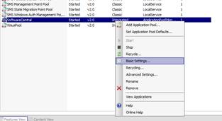 Configure the application pool